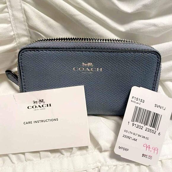Bags | Coach Small Blue Wallet Accordion Clutch | Poshmark